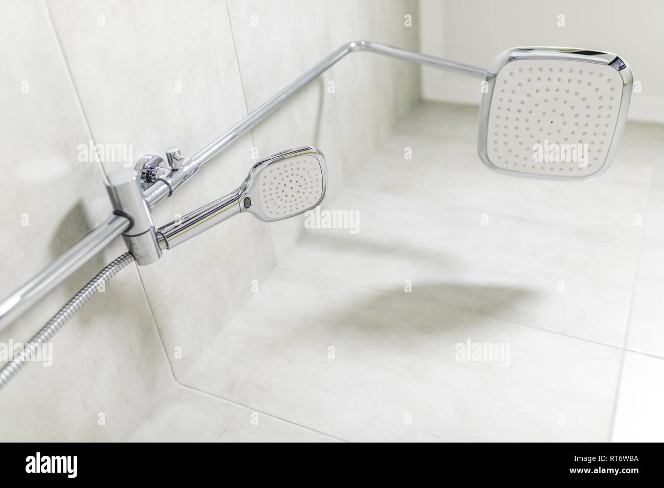 Interior of modern shower head in bathroom at home.Modern design of ...