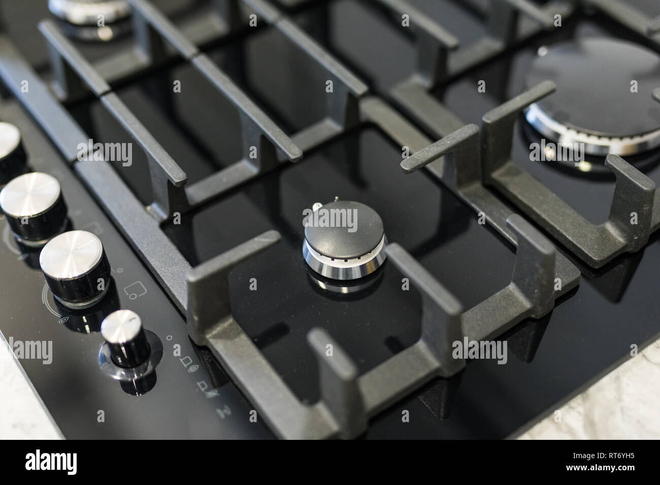 Control panel for kitchen gas hob. Close-up photo Stock Photo - Alamy