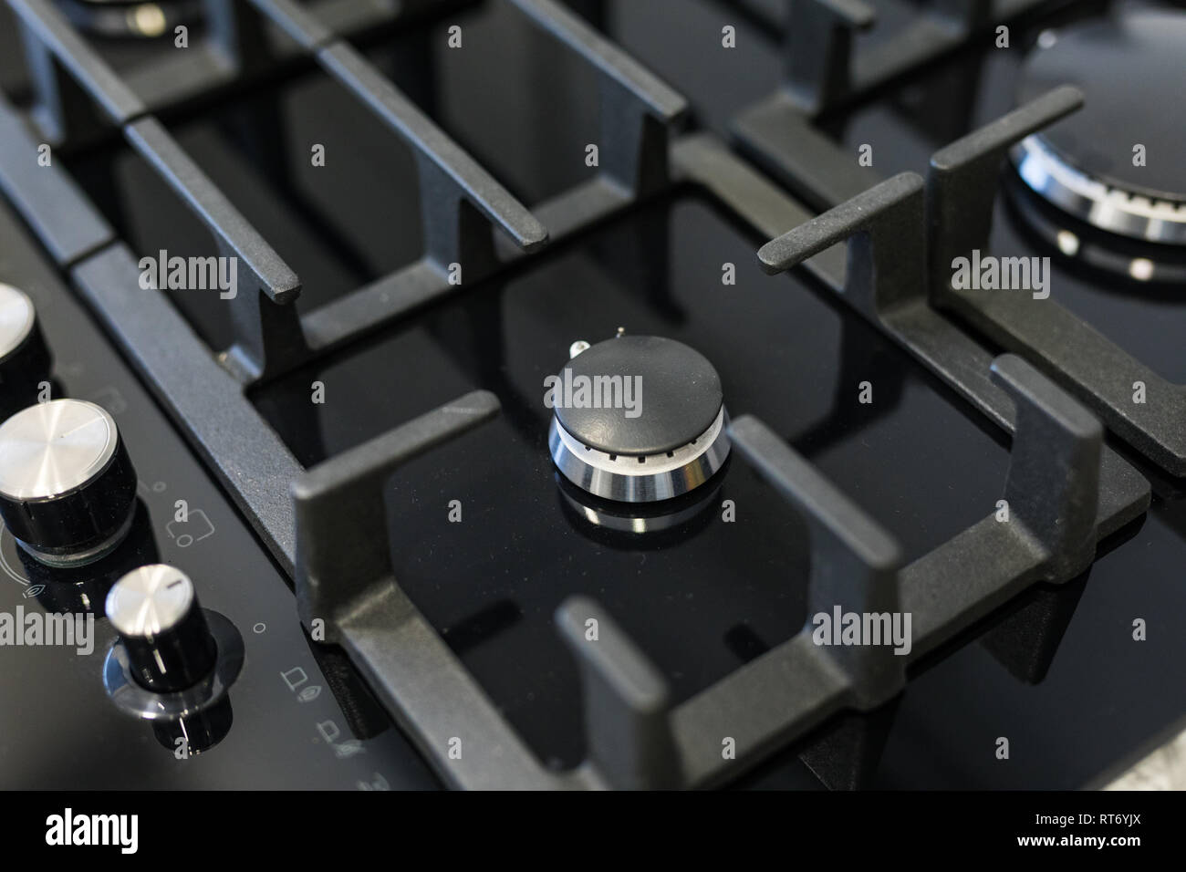Control panel for kitchen gas hob. Close-up photo Stock Photo - Alamy