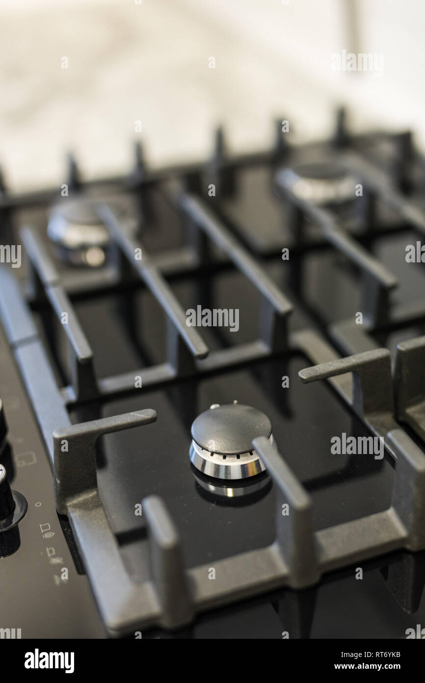 Control panel for kitchen gas hob. Close-up photo Stock Photo - Alamy