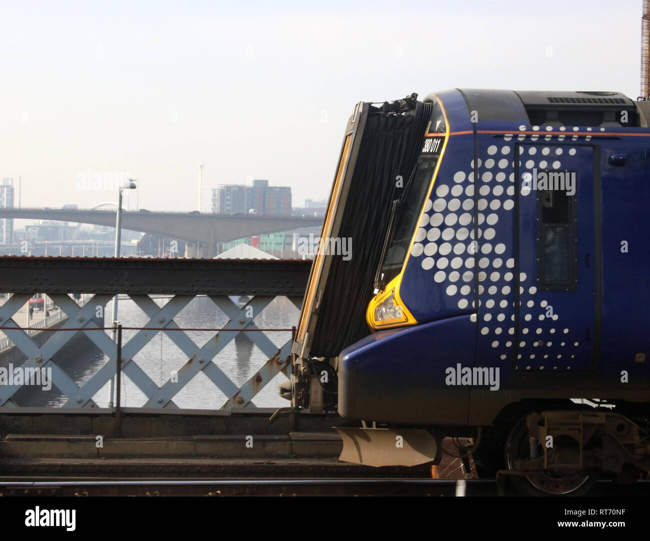 Front of Scotrail class 380 Desiro electric multiple unit train and ...