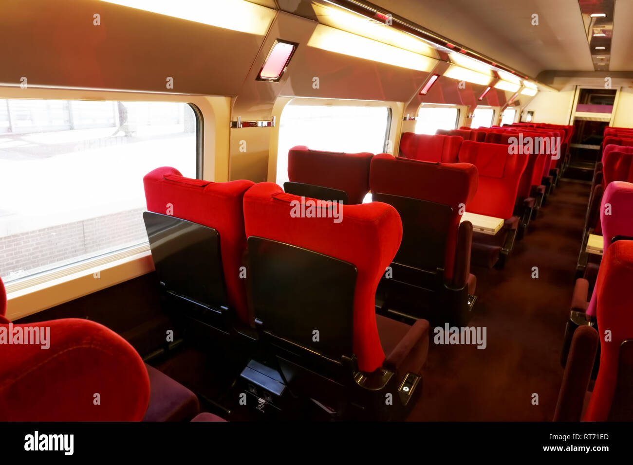 Interior of the high-speed train Stock Photo - Alamy