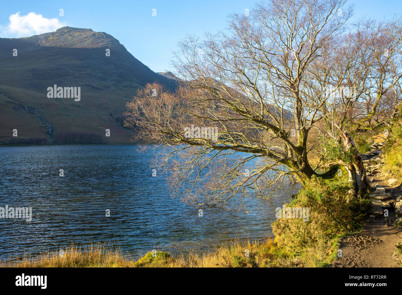 Lake Buttermere on a sunny winters day,Lake District national park ...