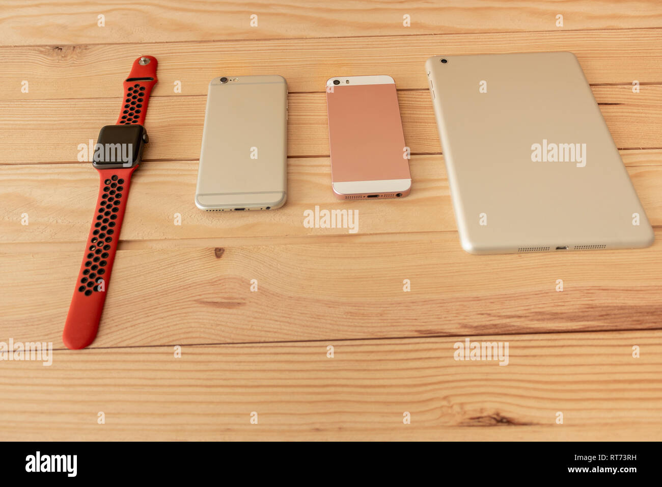Different types of mobile, tablet and smartwatch of last generation ...