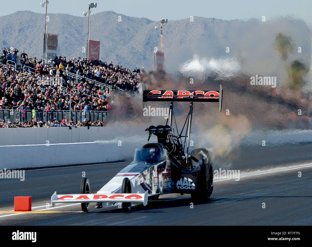 Chandler, AZ, USA. 23rd Feb, 2019. Top Fuel driver Billy Torrence ...