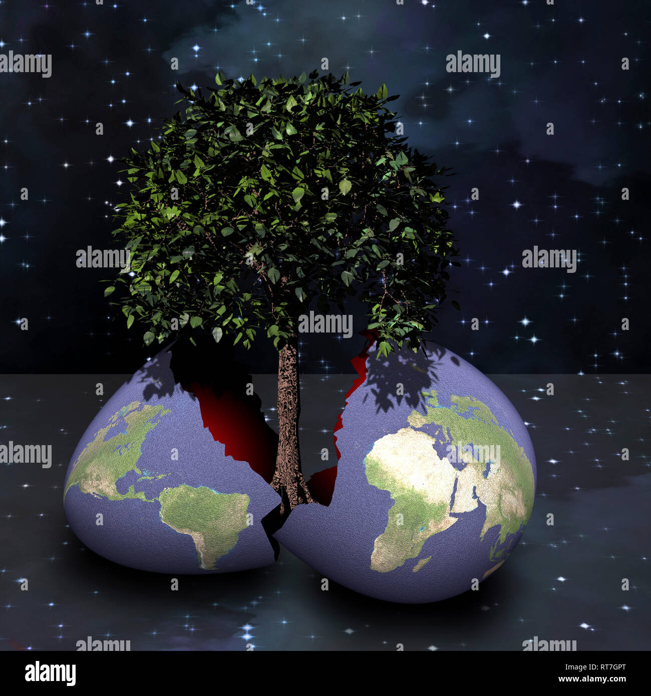 Earth Egg in barren world gives rise to life Stock Photo - Alamy