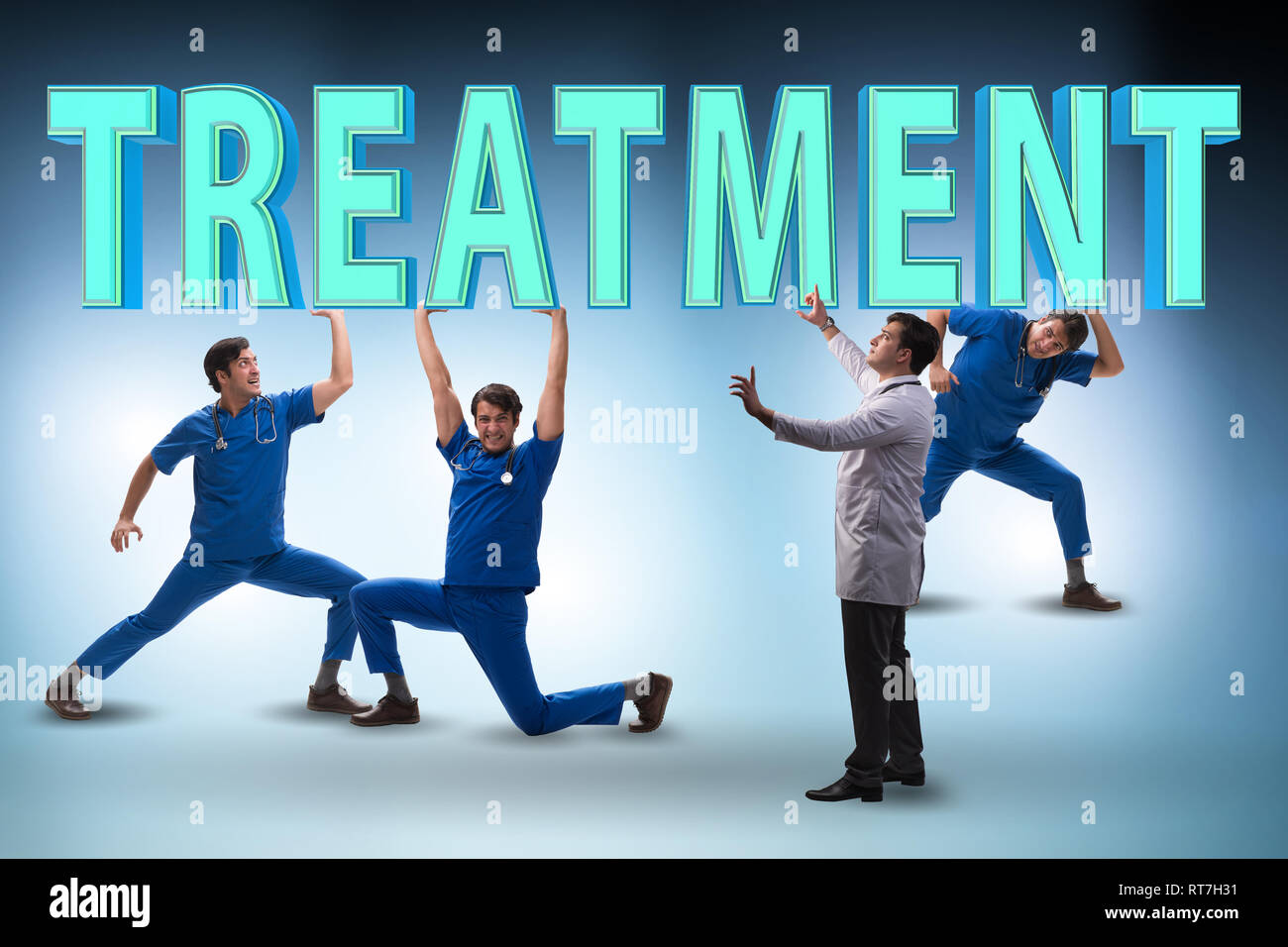 Group of doctors holding treatment letters Stock Photo - Alamy