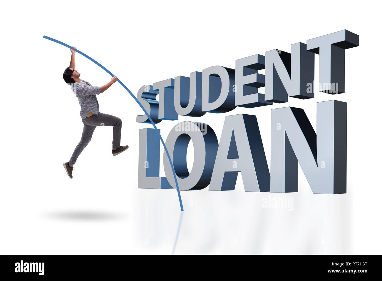 Young student in loan and debt concept Stock Photo - Alamy