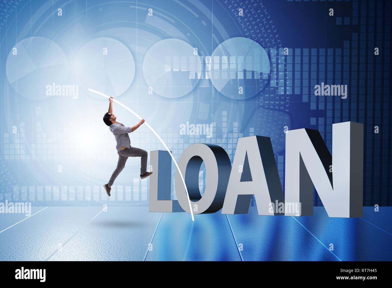 Young student in loan and debt concept Stock Photo - Alamy