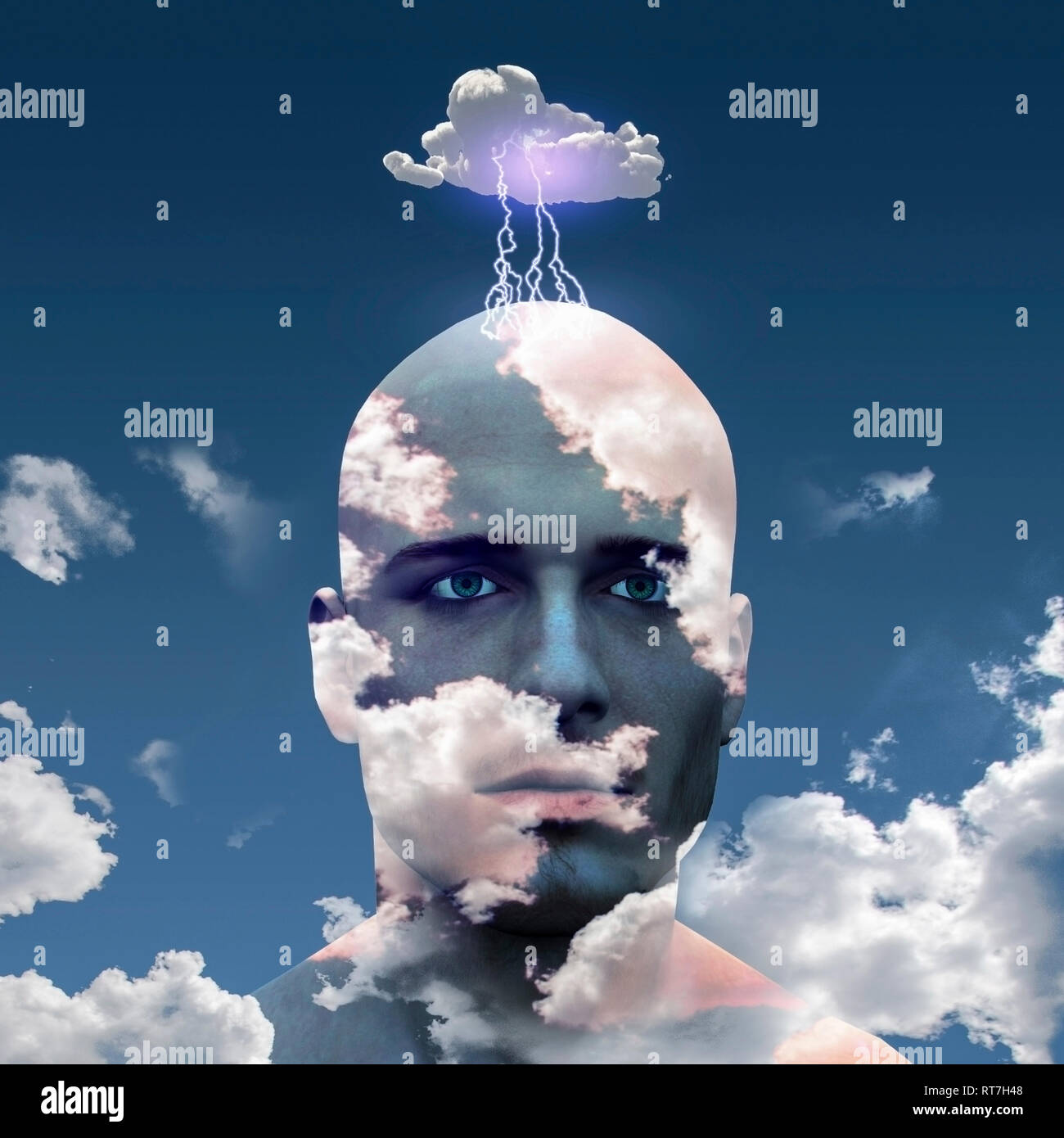 Mans face in clouds hi-res stock photography and images - Alamy