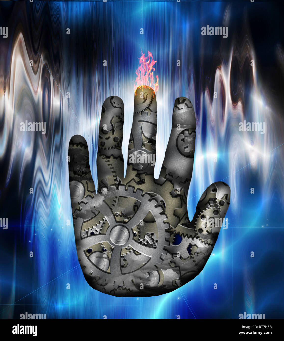 Burning Machine Hand Stock Photo - Alamy