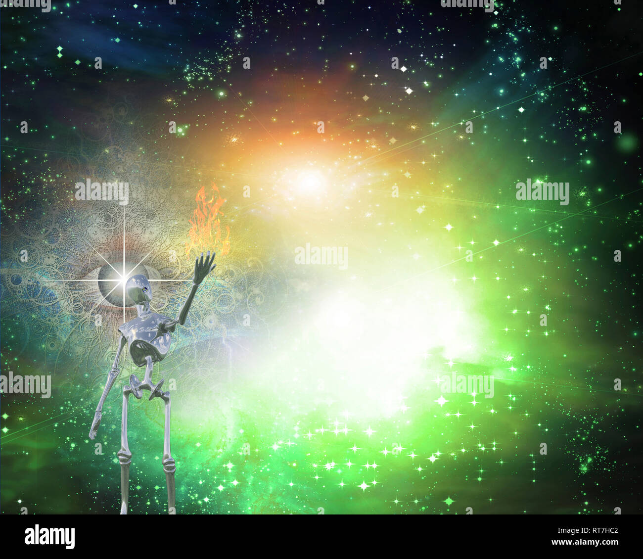 Alien bringing light in universe Stock Photo - Alamy