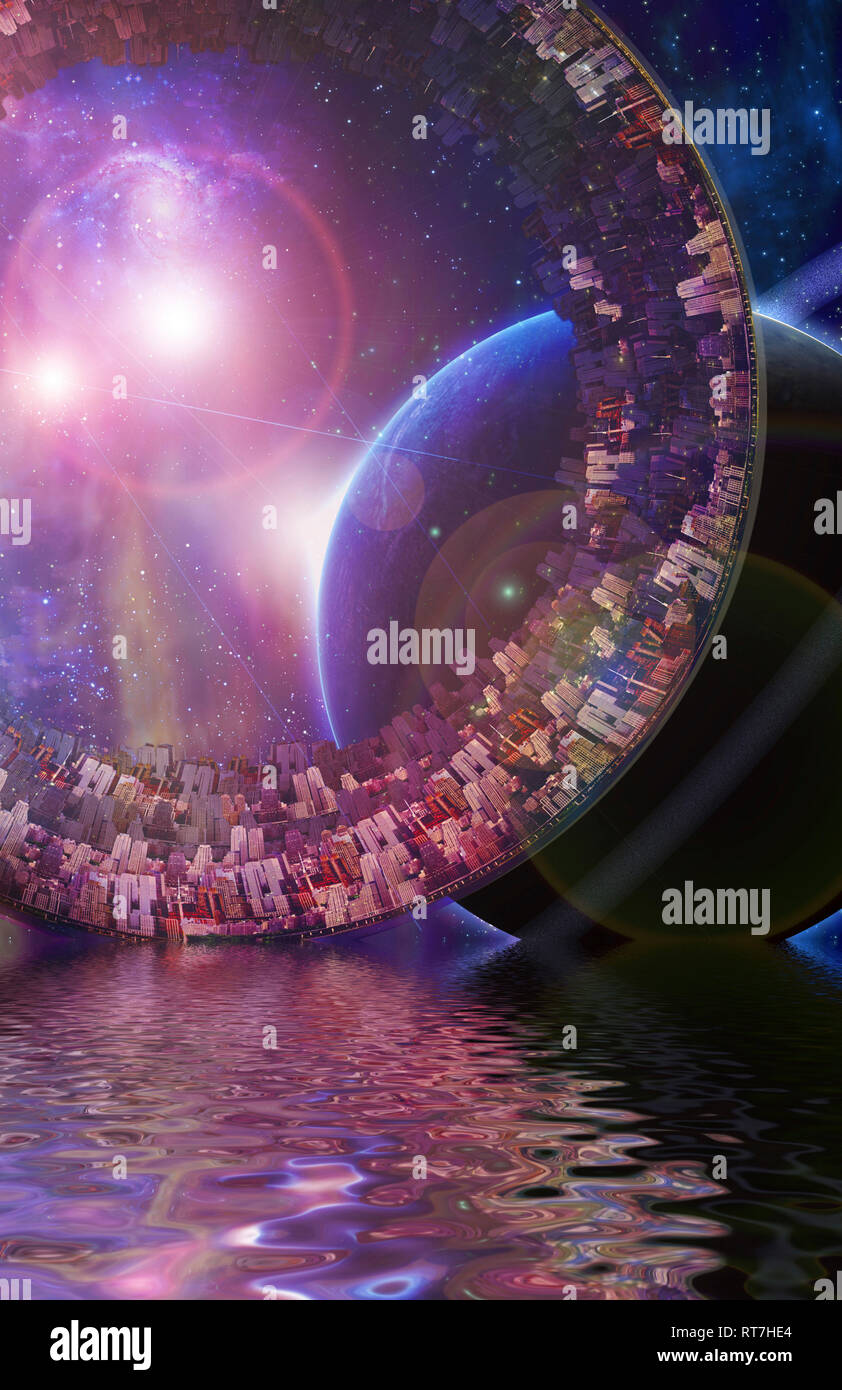 Huge City Multi-Generational City Ship Encounters New Planet Stock ...