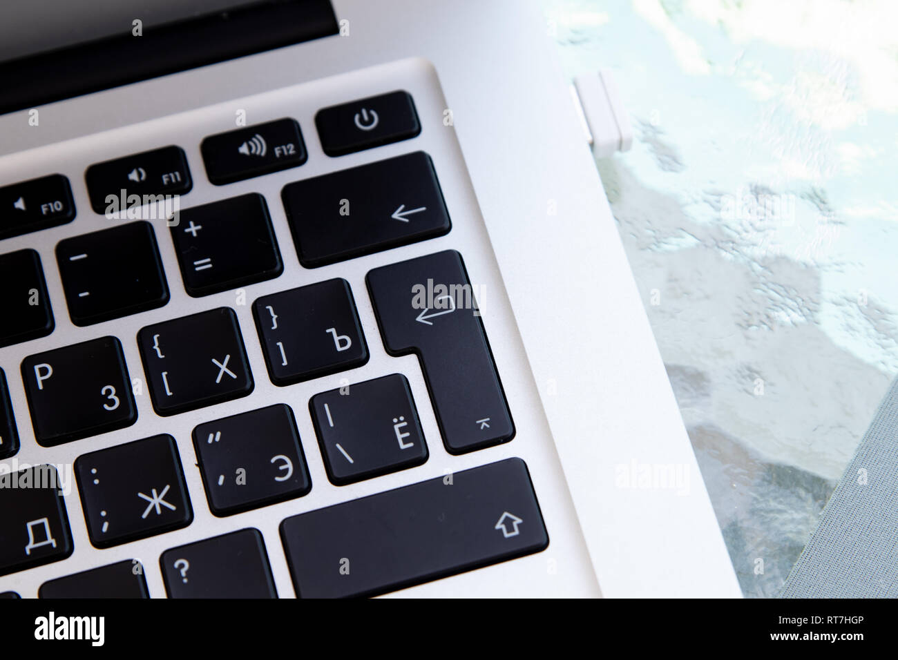 Close up of keyboard of a modern laptop. Enter button Stock Photo - Alamy