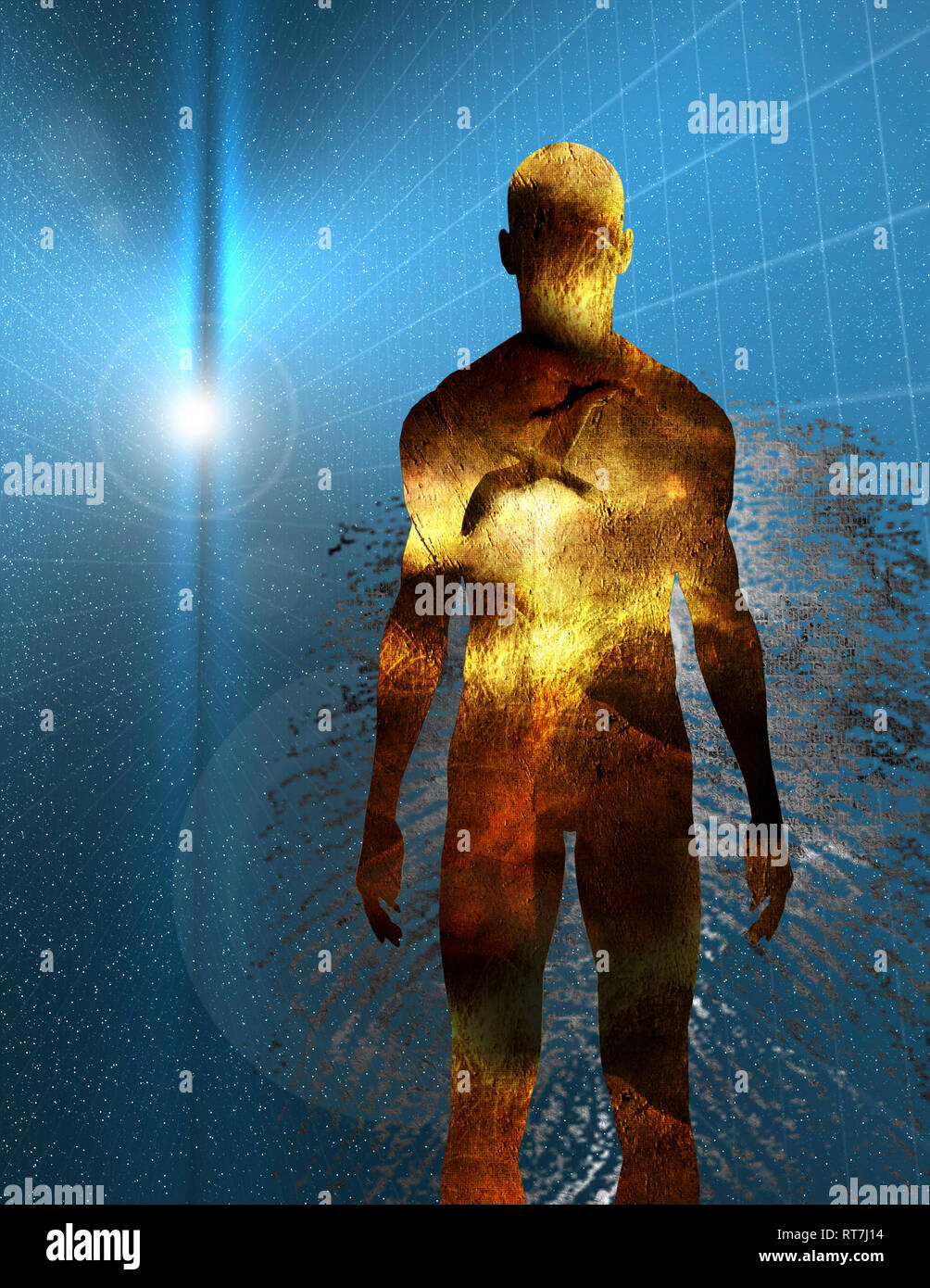 Man silhouette. Bright light Stock Photo - Alamy