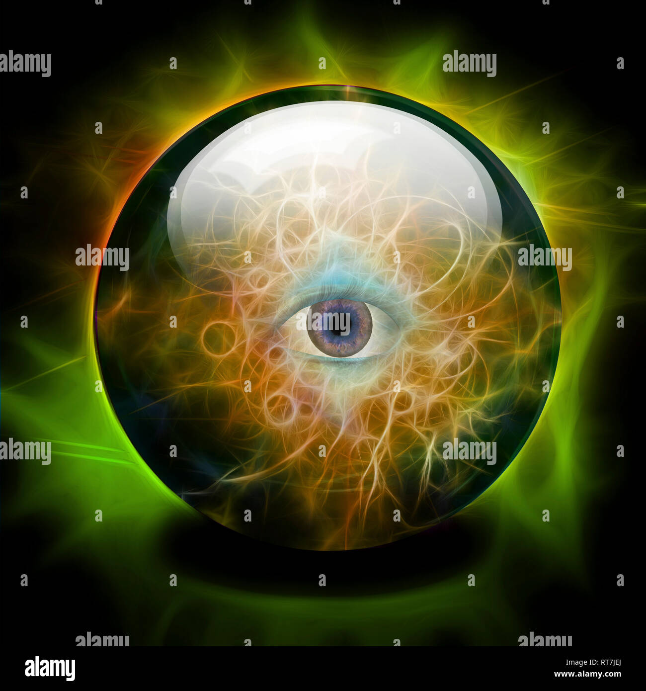 Crystal Ball with all seeing eye Stock Photo - Alamy