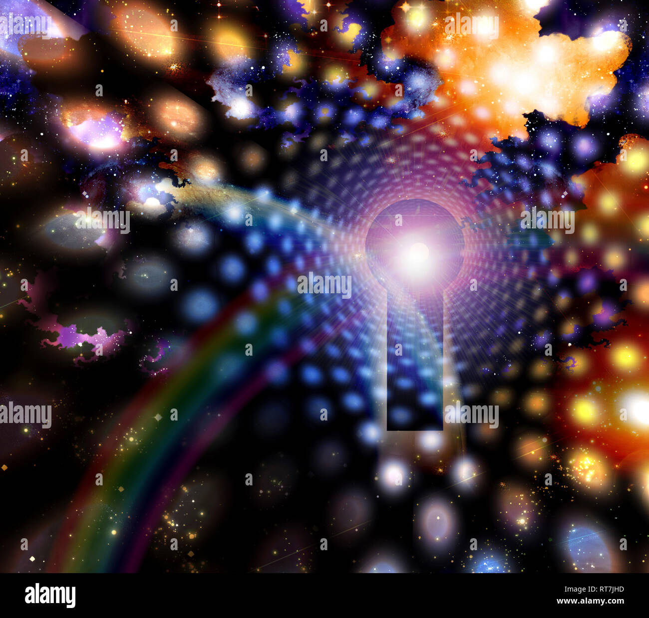 Light comes out of giant keyhole in space abstract Stock Photo - Alamy
