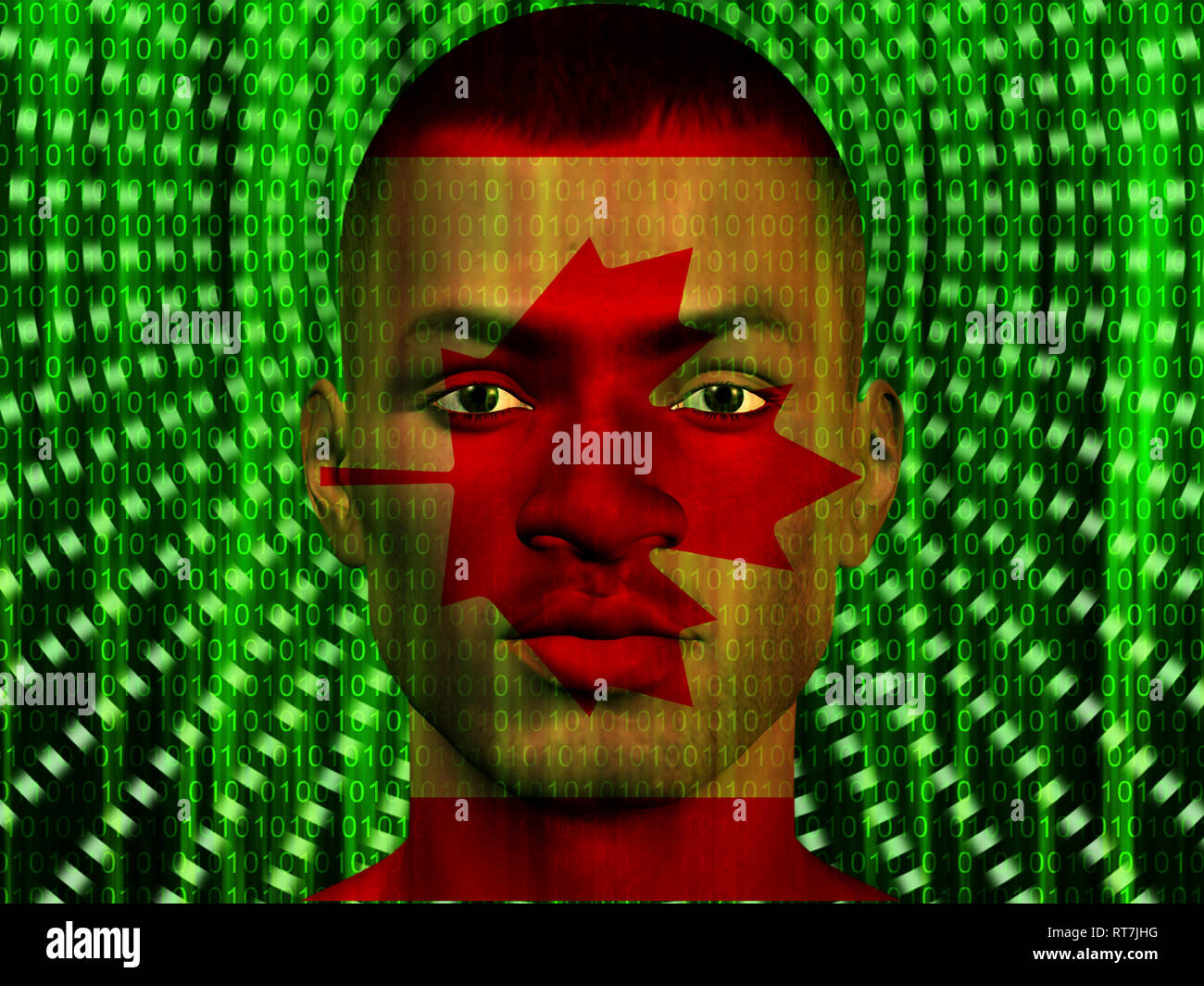 Male with Binary Code Stock Photo - Alamy