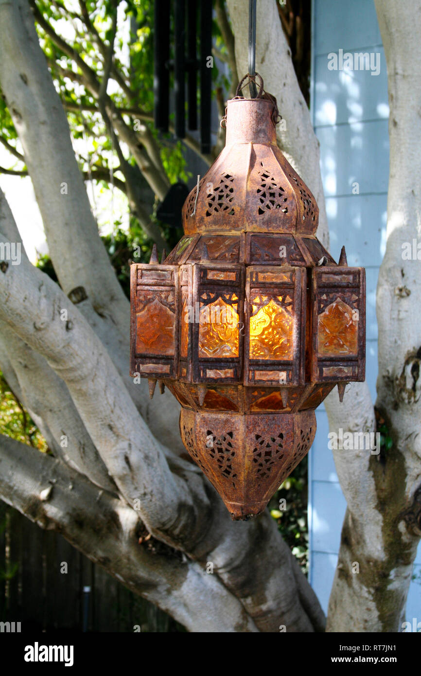 Pretty rustic lantern in California Stock Photo - Alamy