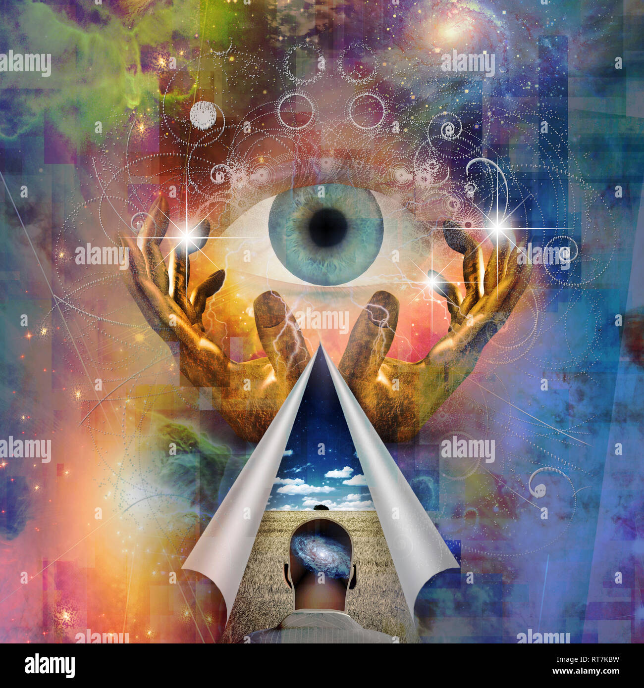 Abstract painting, human thoughts. Faith in God. 3D Rendering Stock ...