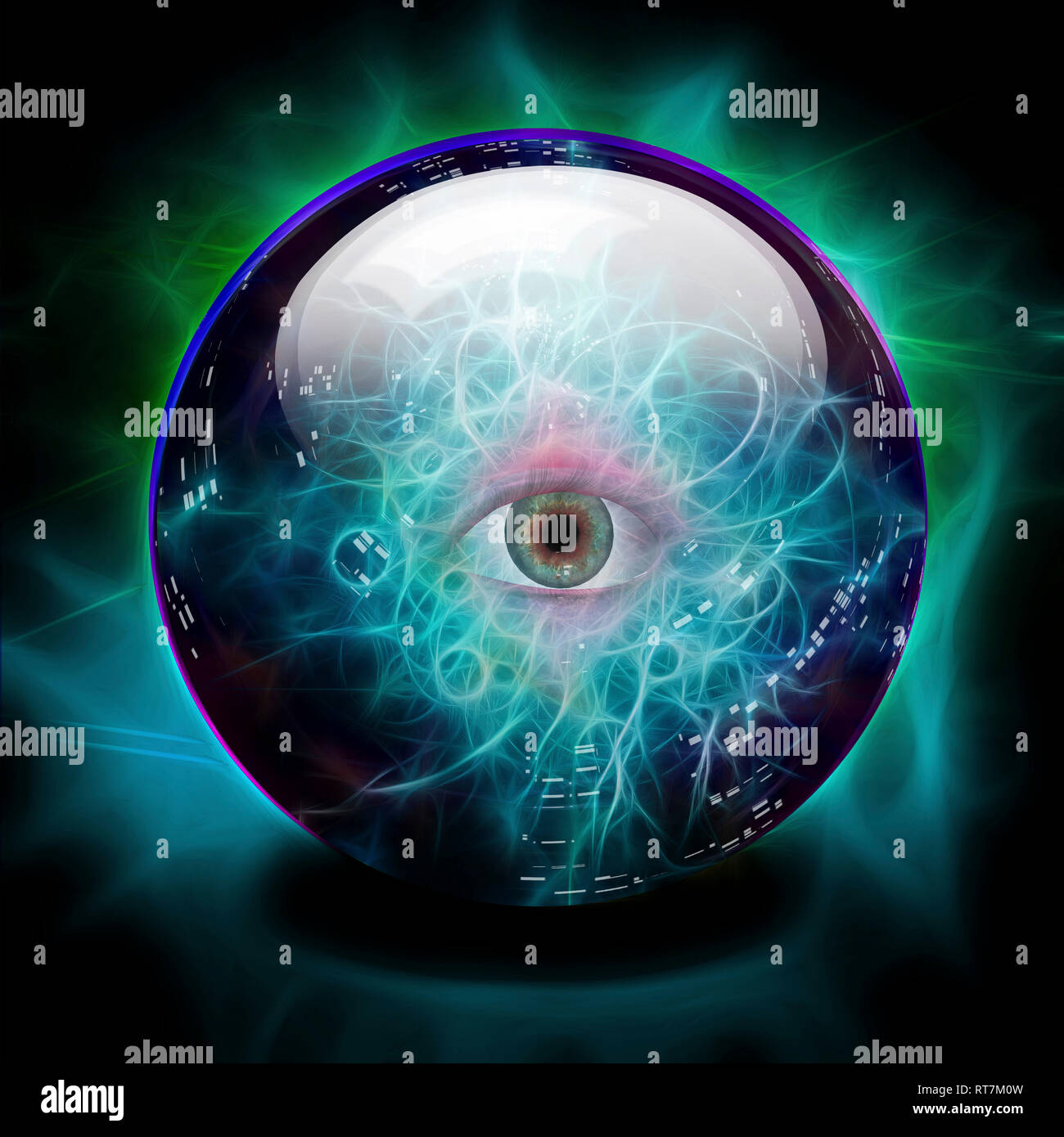 Crystal Ball with all seeing eye Stock Photo - Alamy