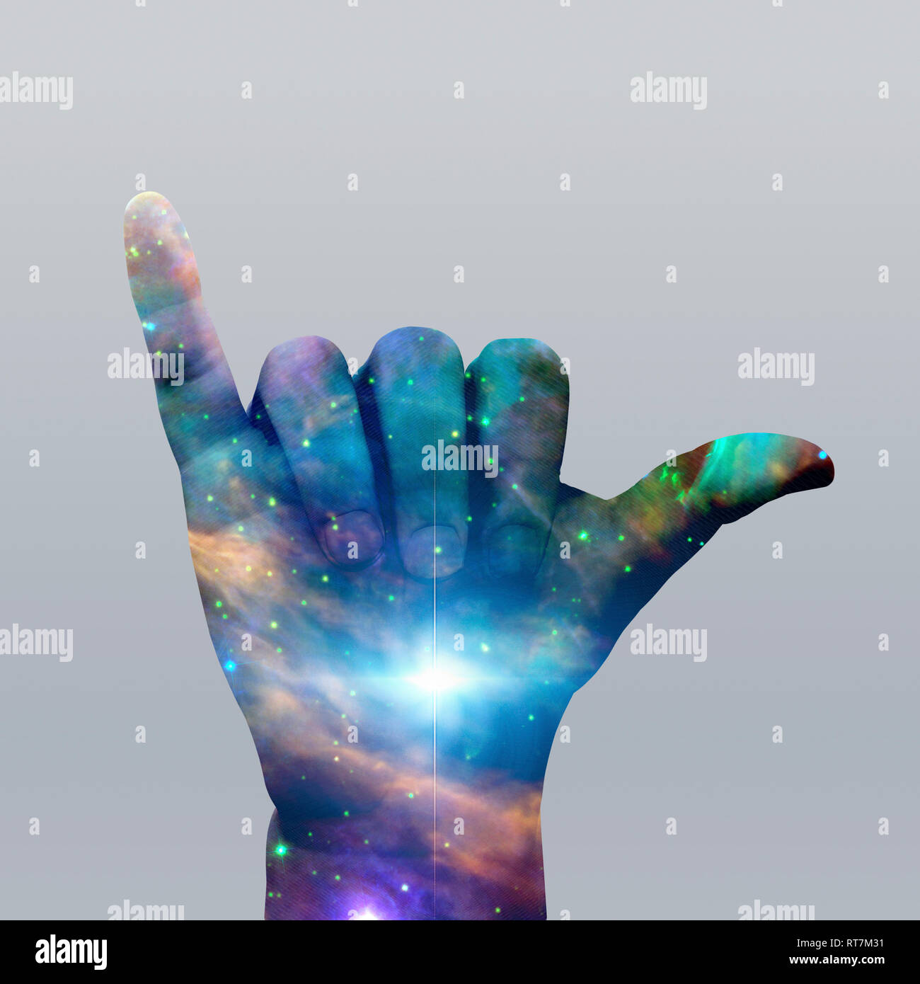 Star filled Hang Loose Hand Stock Photo - Alamy