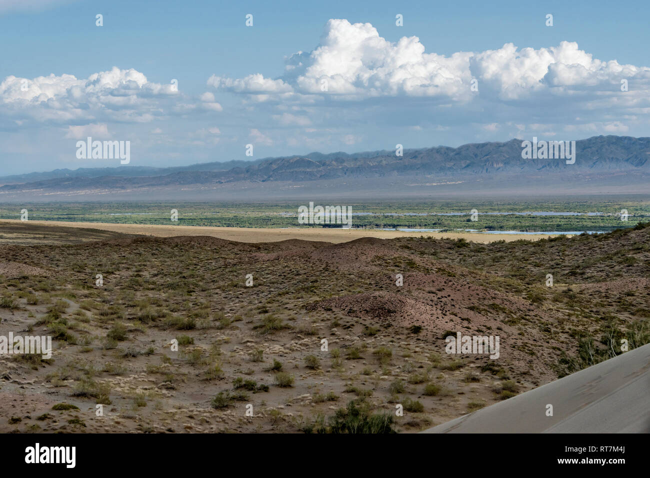 Ili River Valley seen from the Singing Sands, Altyn Emel National Park ...