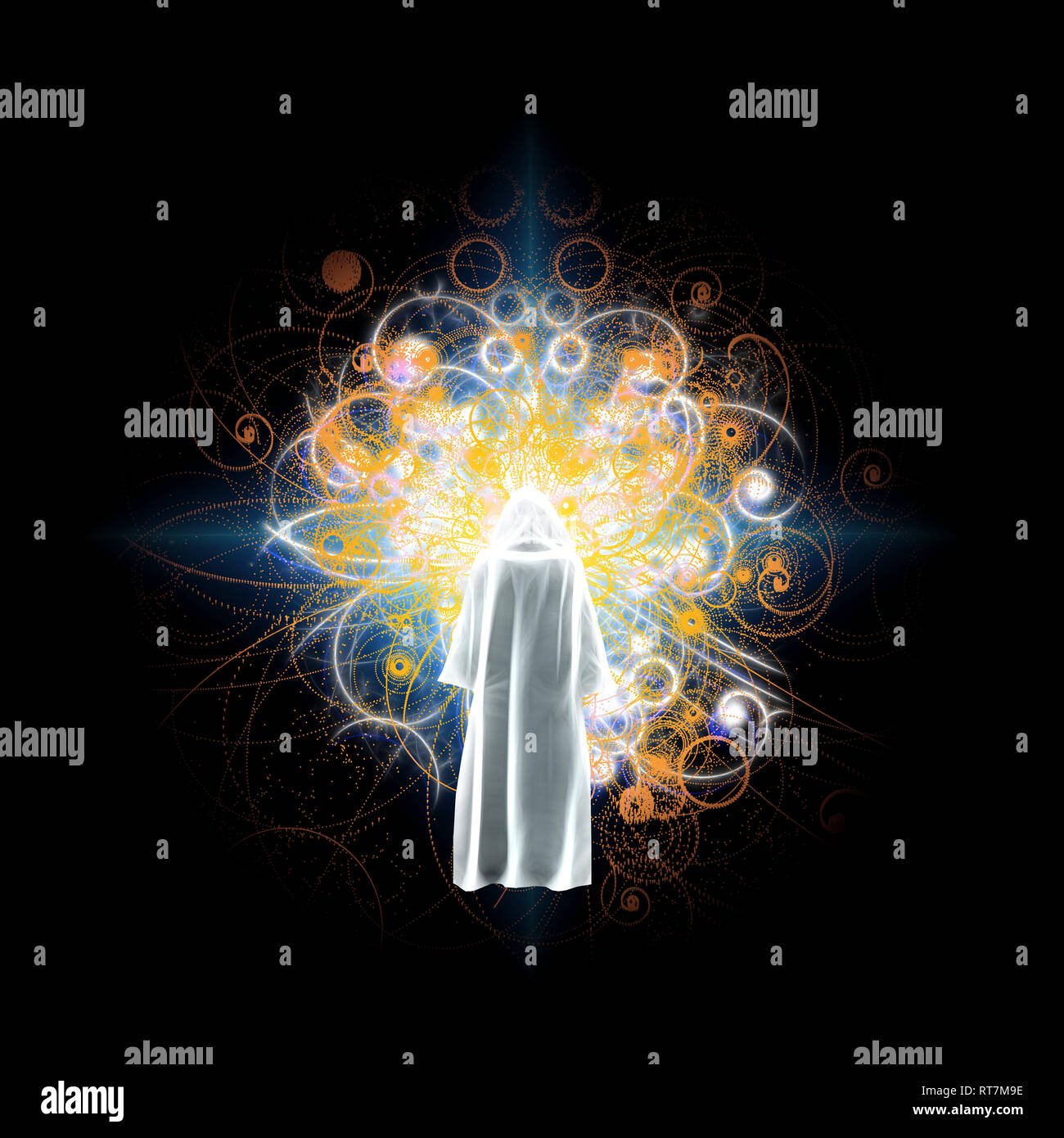 Mystic monk radiates energy Stock Photo - Alamy