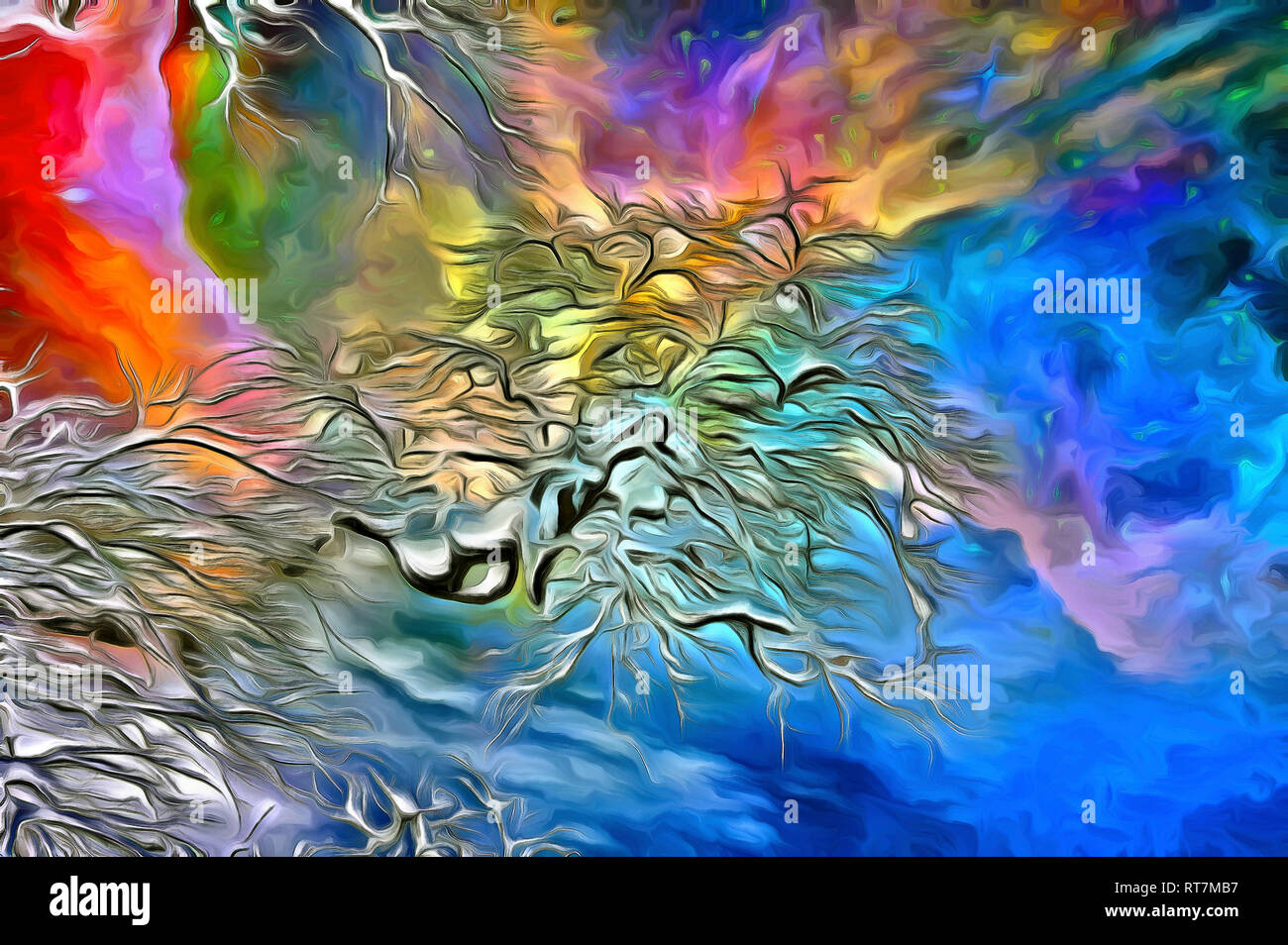 Colorful Abstraction. Tree branches Stock Photo - Alamy
