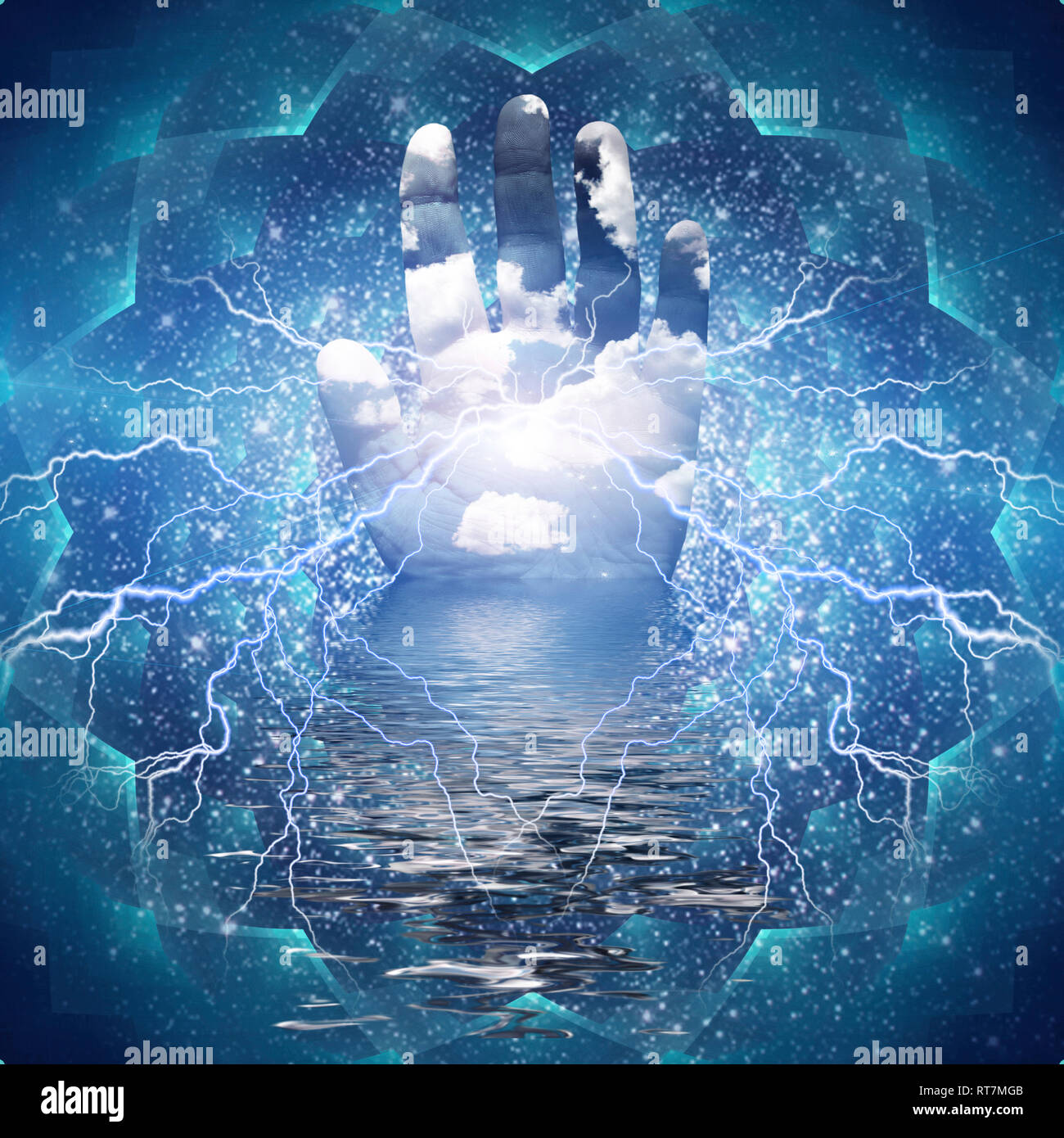 Powerful energy in hand palm Stock Photo - Alamy