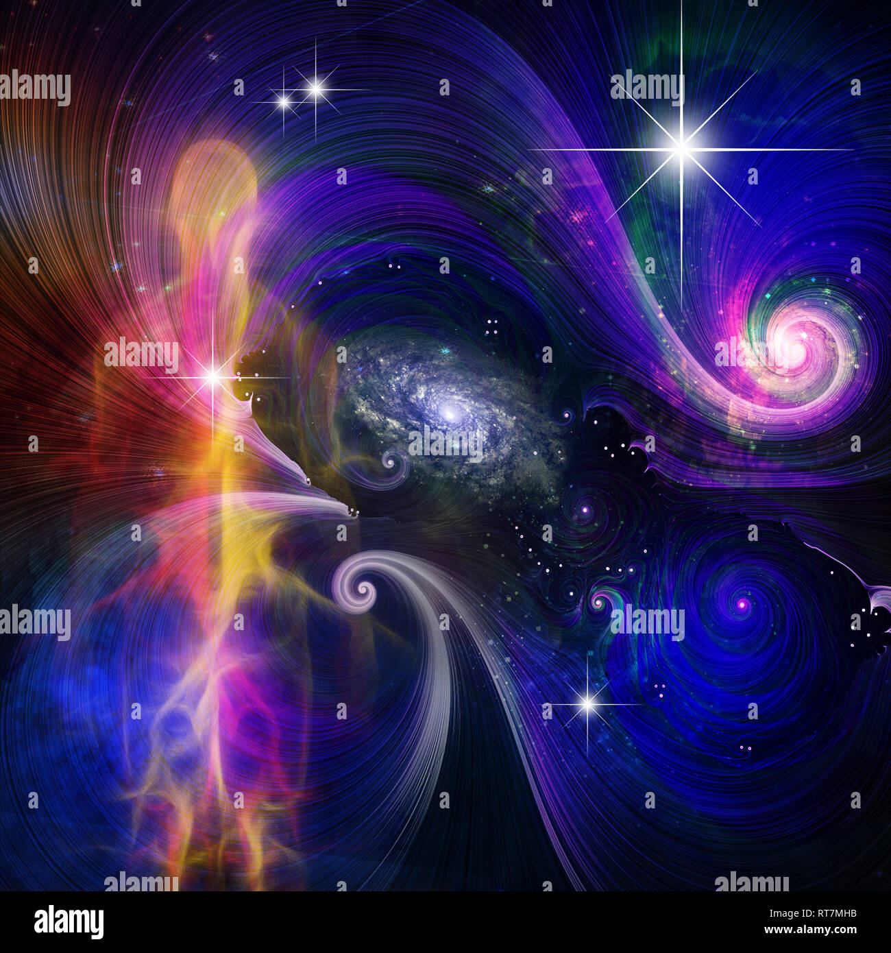 Smokelike Human Figure in Space Stock Photo - Alamy