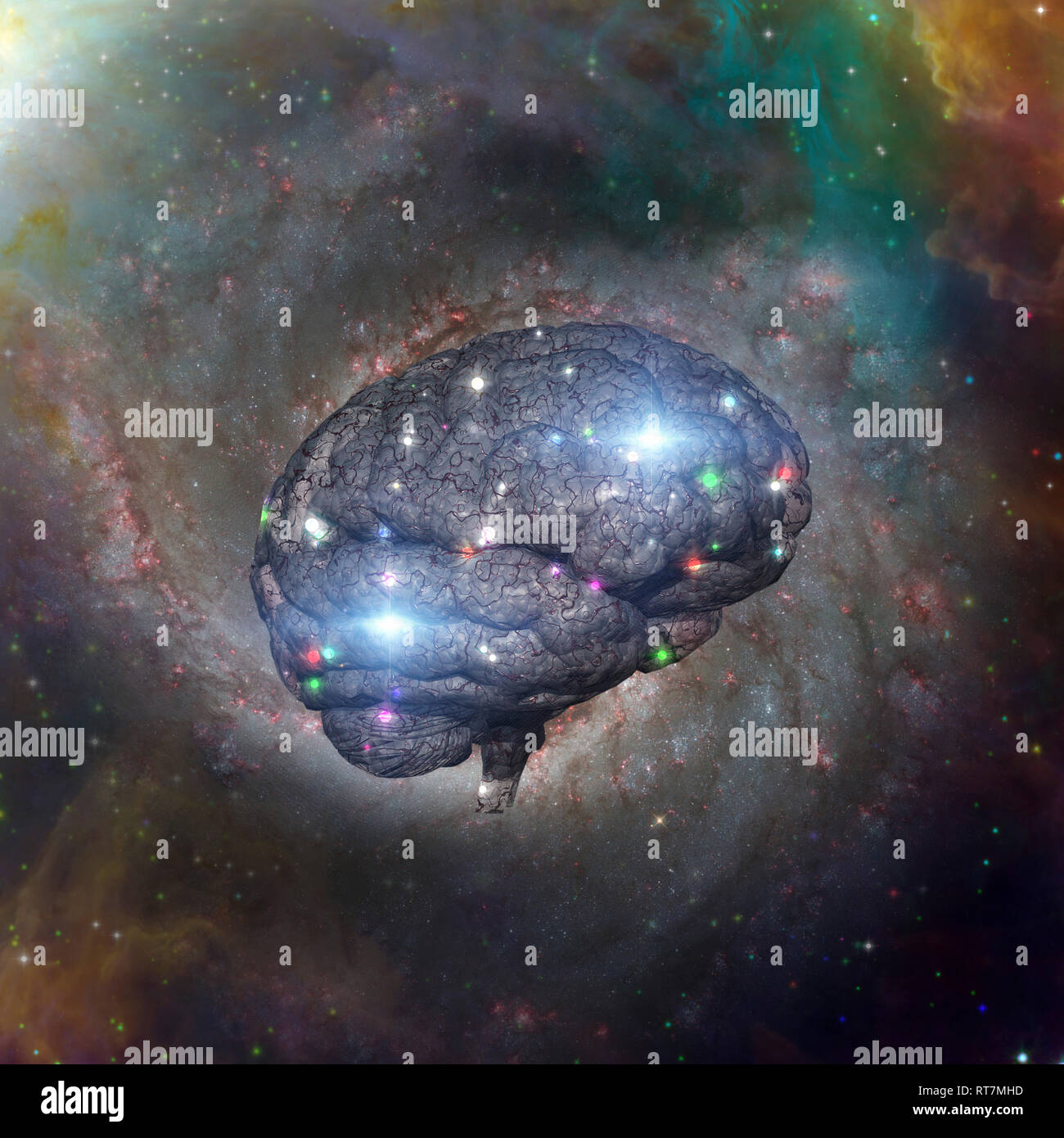 Cosmic Brain in vivid space Stock Photo - Alamy