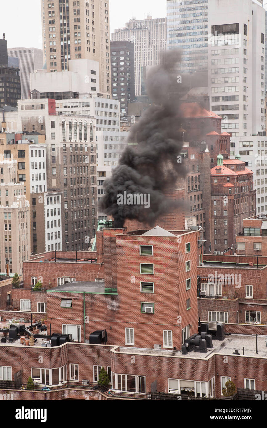 Black Smoke Polluting Air in Midtown Manhattan, New York City, USA ...