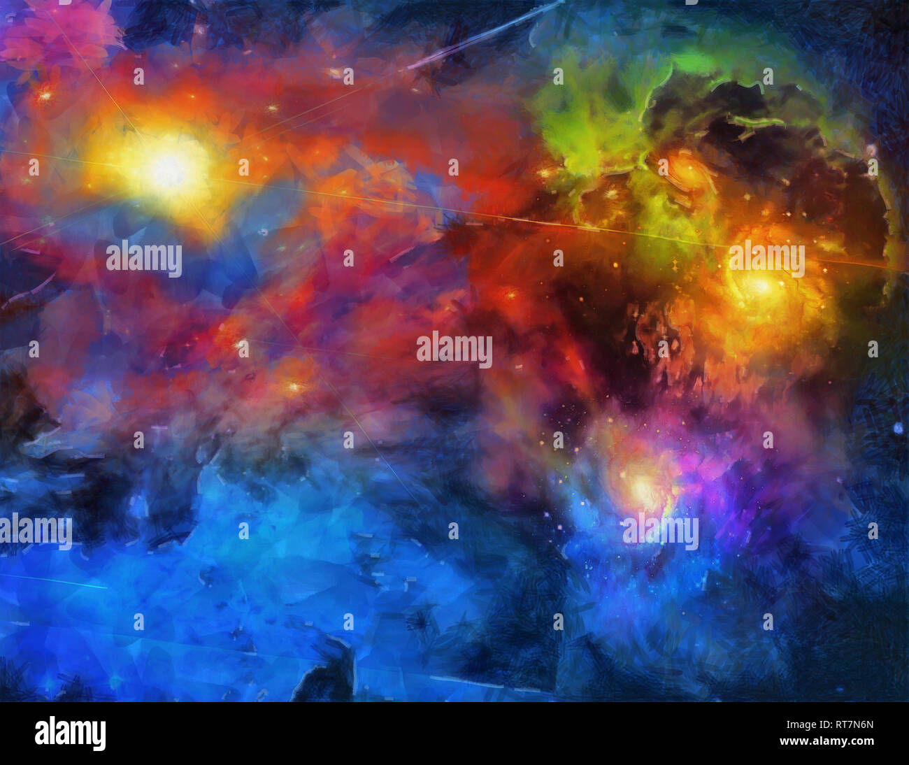 Deep Space Painting. 3D rendering Stock Photo - Alamy