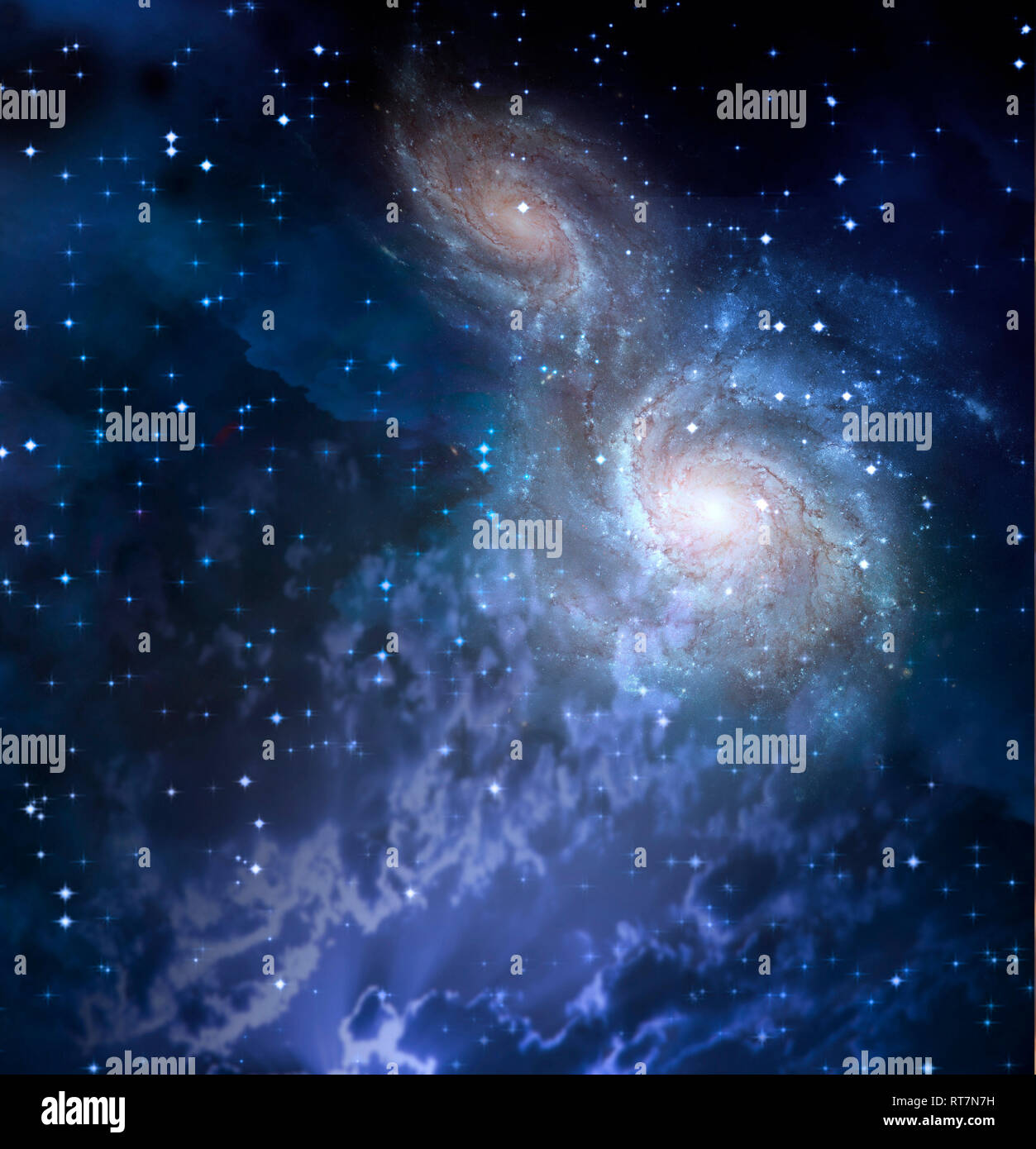 Deep space. Two Merging Galaxies Stock Photo - Alamy