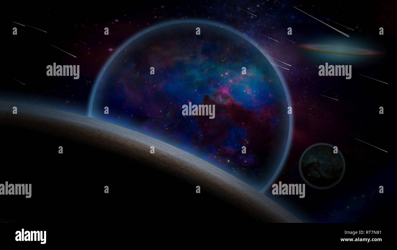 Purple Exoplanets System. 3D Rendering Stock Photo - Alamy