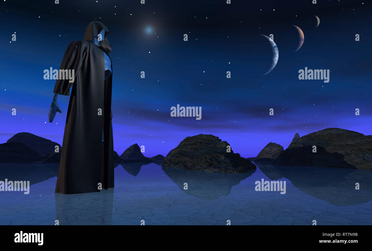 Android in alien landscape Stock Photo - Alamy