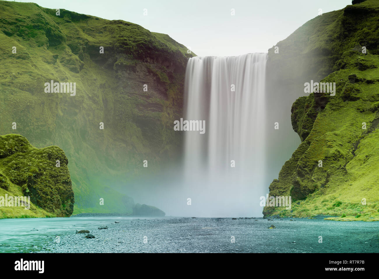 Panoramic view of skogafoss waterfall hi-res stock photography and ...