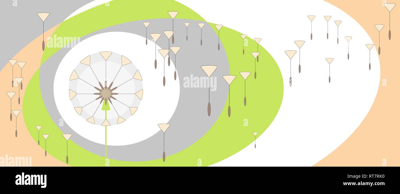Abstract dandelion with flying seeds. Vector Stock Vector Image & Art ...