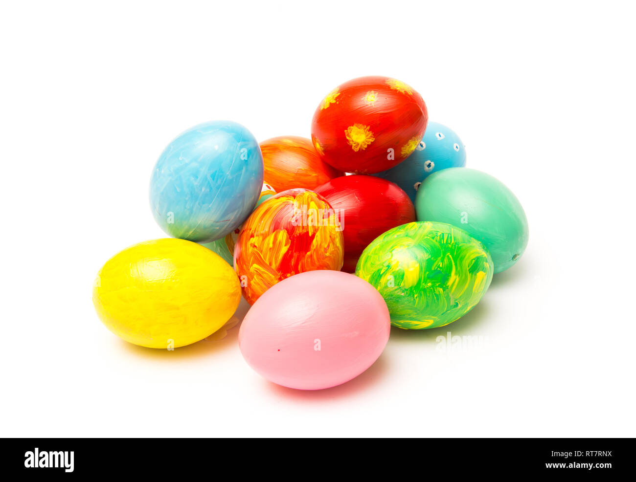 Easter background with handmade colored eggs. Festive tradition on ...