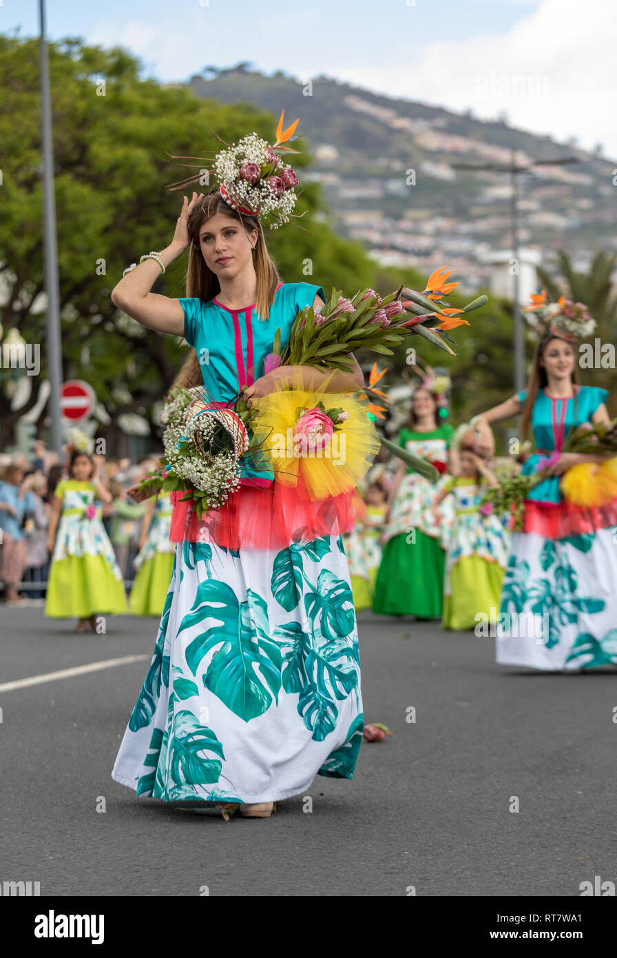 Funchal; Madeira; Portugal - April 22; 2018: A group of people in ...