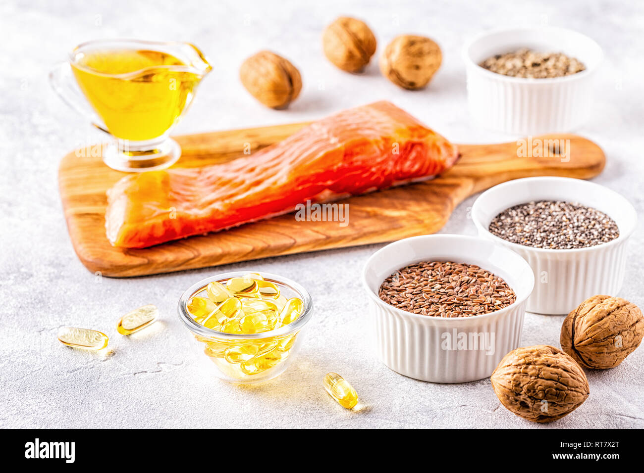Sources of omega 3 - salmon, flax seeds, hemp seeds, chia, walnuts ...