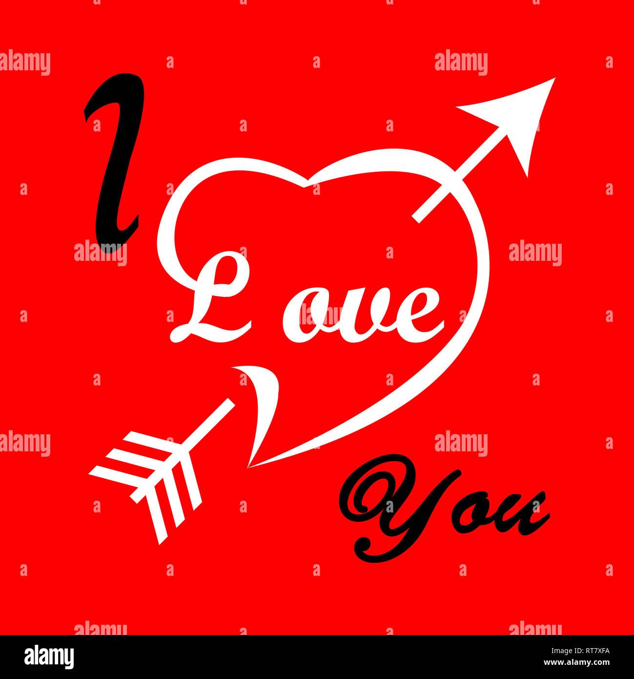 I love you lettering design in a red background Stock Photo - Alamy
