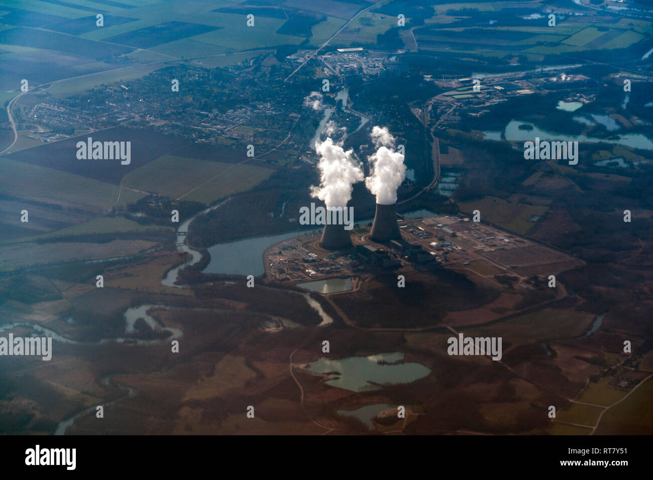 Nuclear power plant aerial view panorama Stock Photo - Alamy