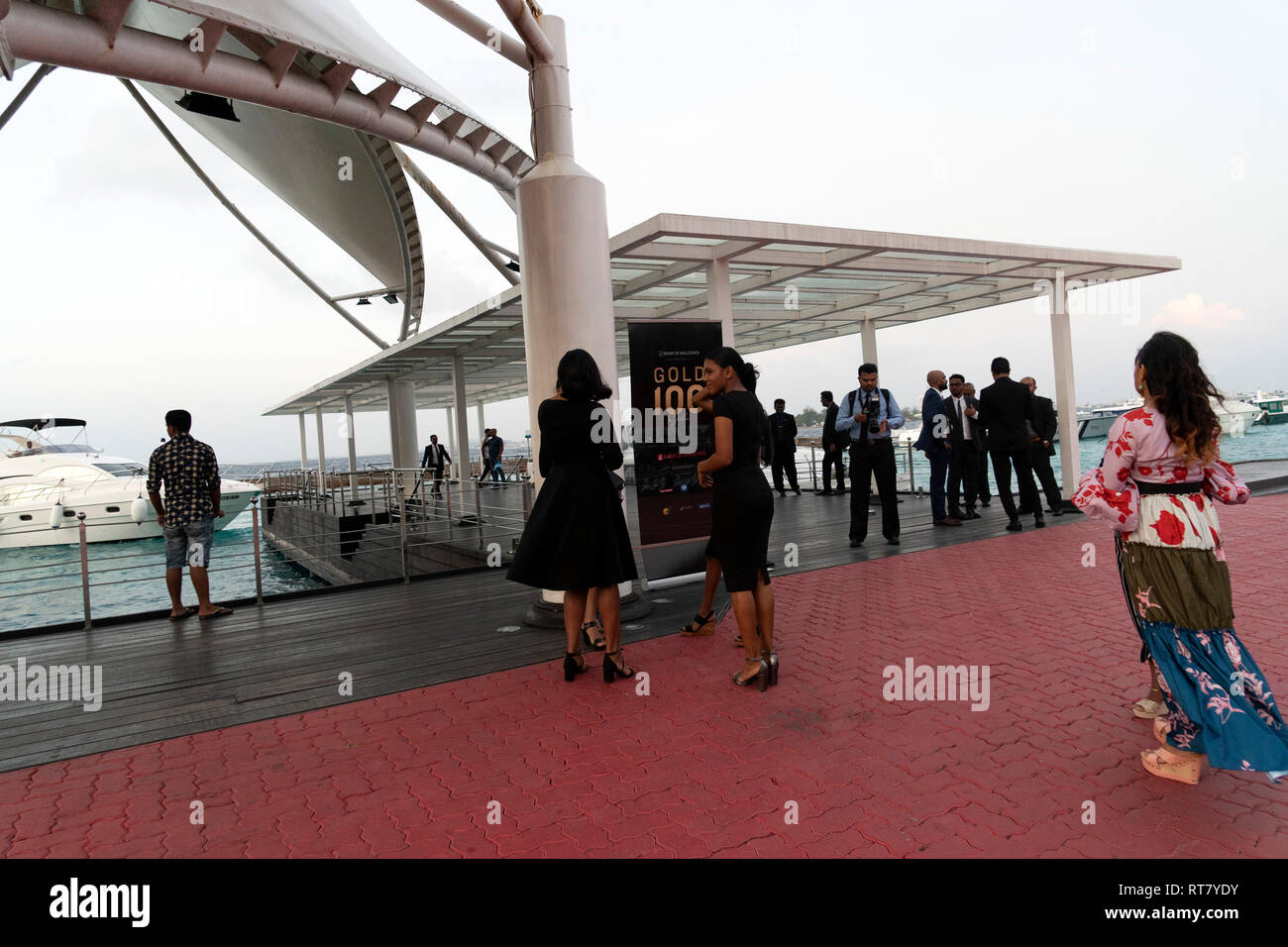 MALE, MALDIVES - FEBRUARY 16 2019 -Business people at bank event ...