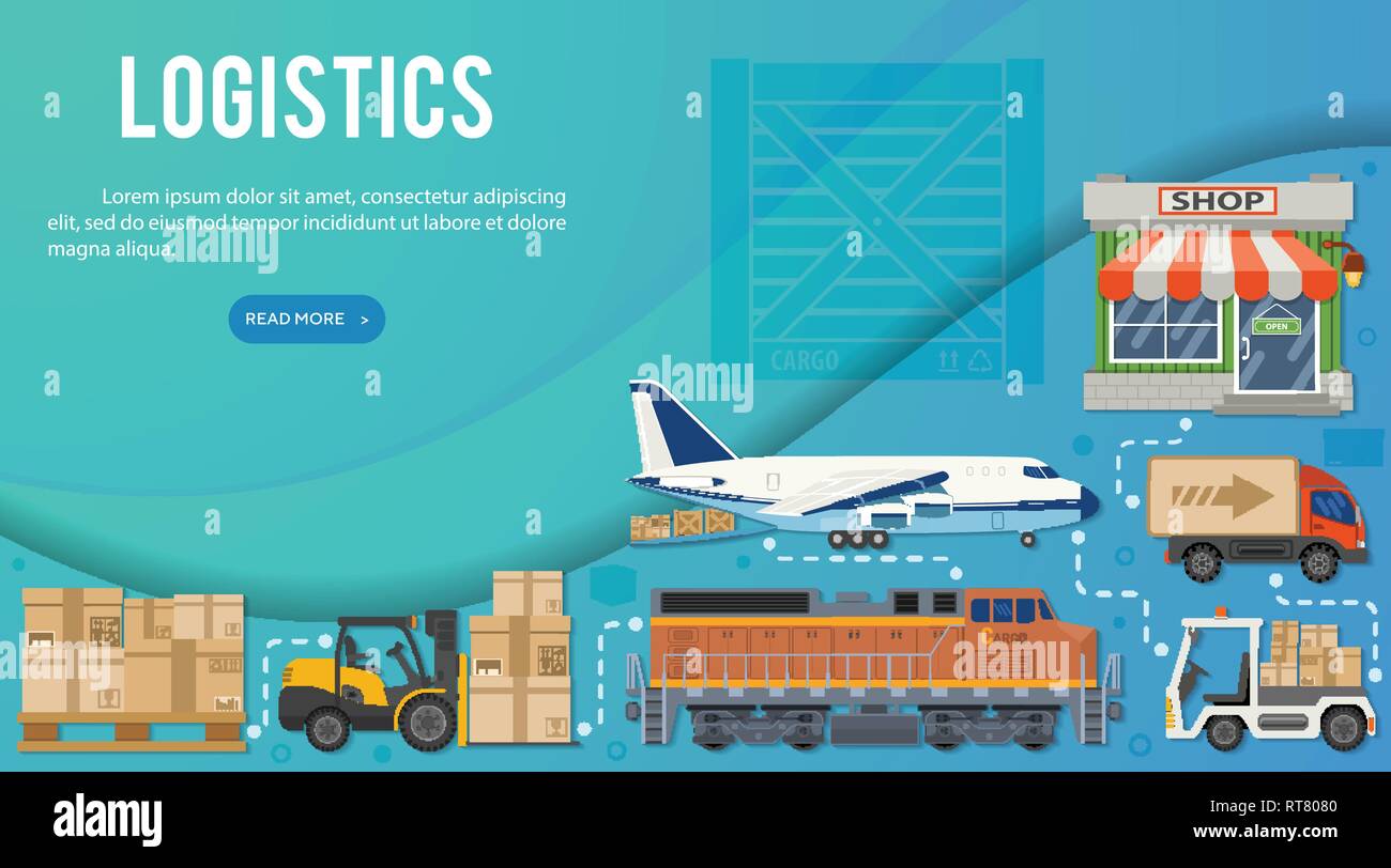 Freight Transport and Logistics Banner Infographics Stock Vector Image ...