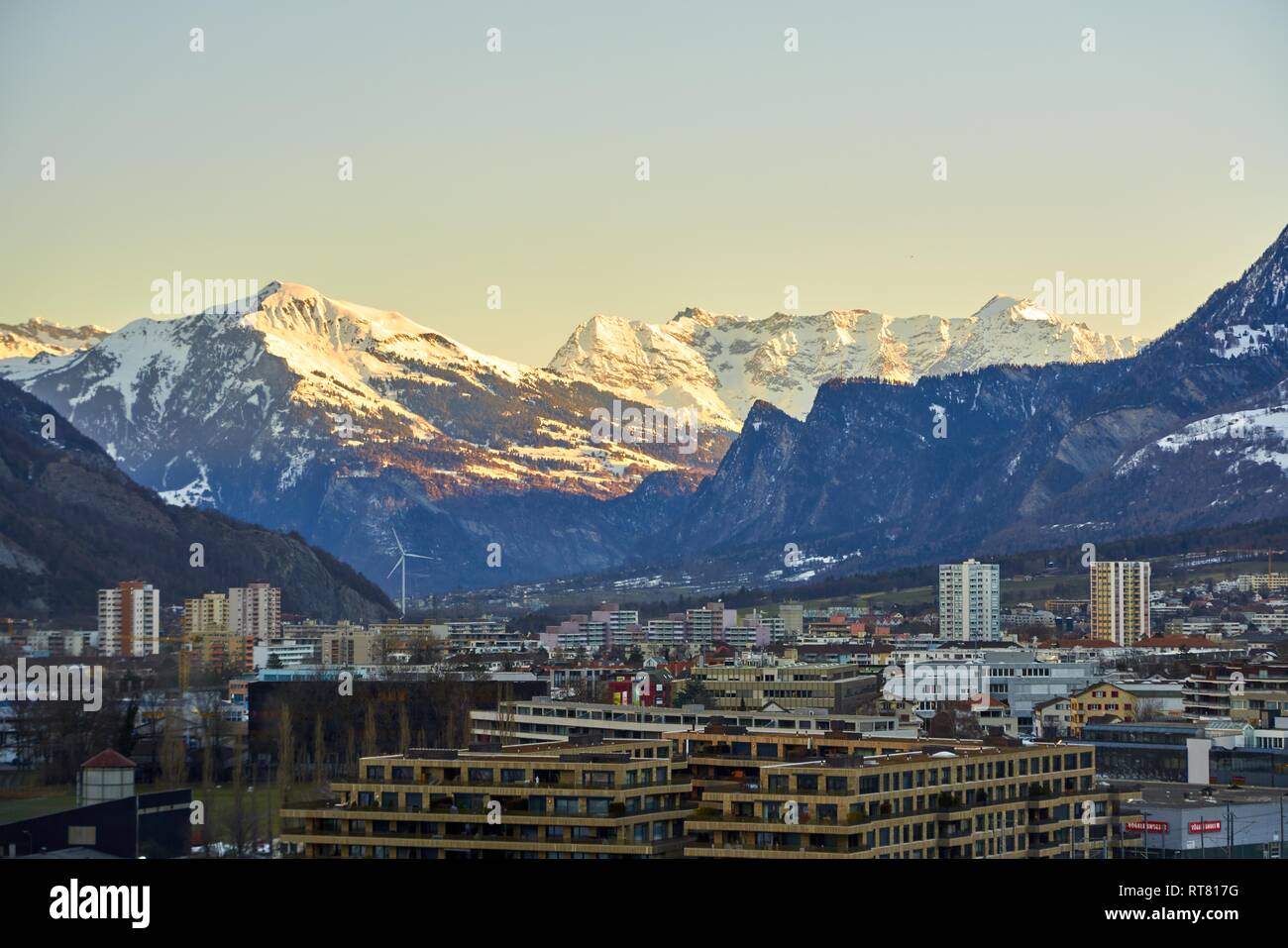 The City of Chur in the Alps of Switzerland at the border with Italy ...