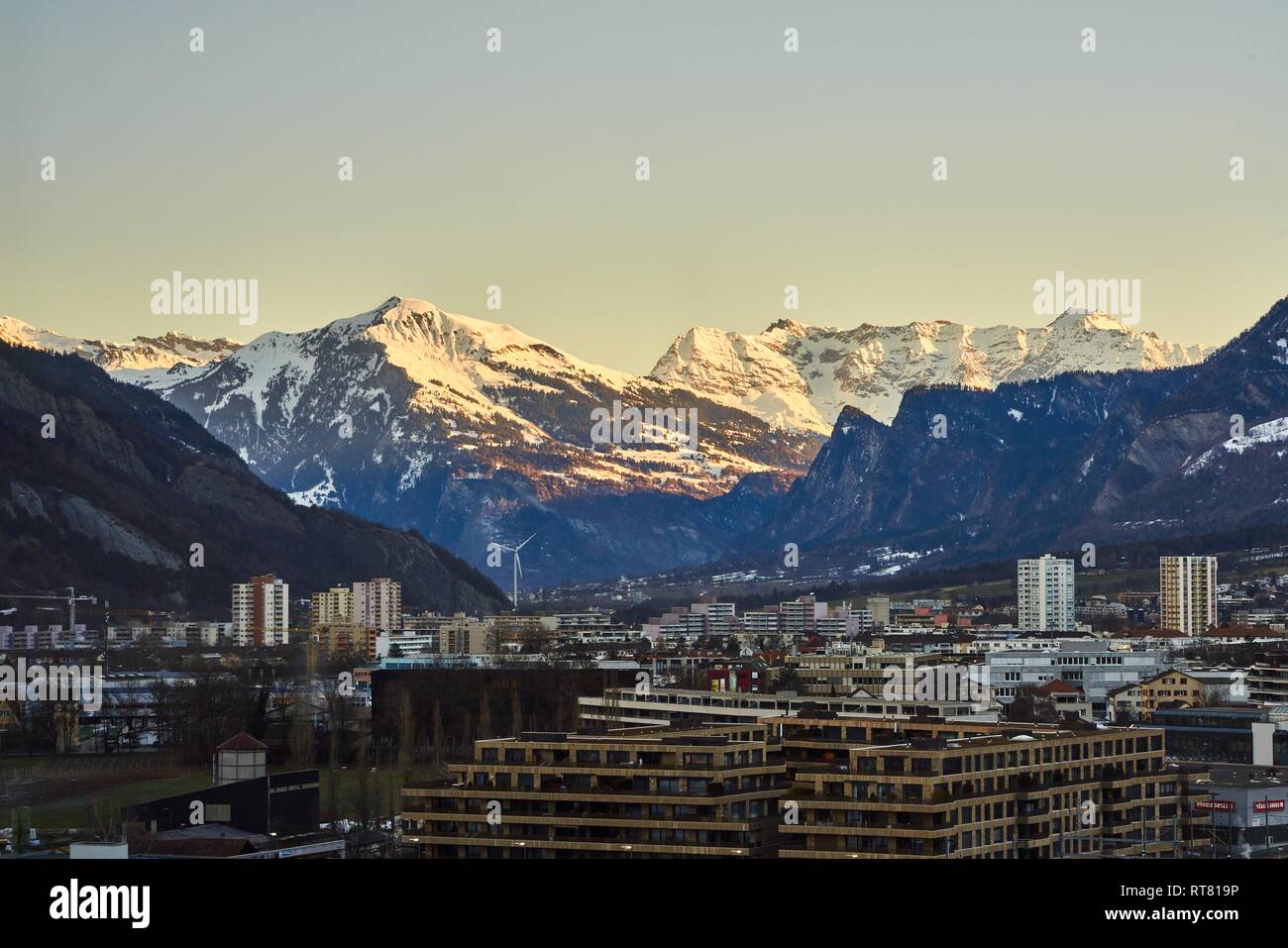 The City of Chur in the Alps of Switzerland at the border with Italy ...