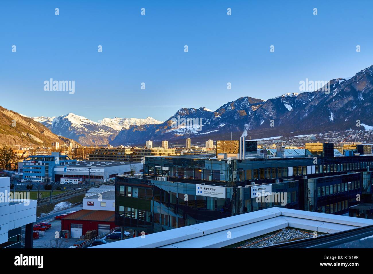 The City of Chur in the Alps of Switzerland at the border with Italy ...