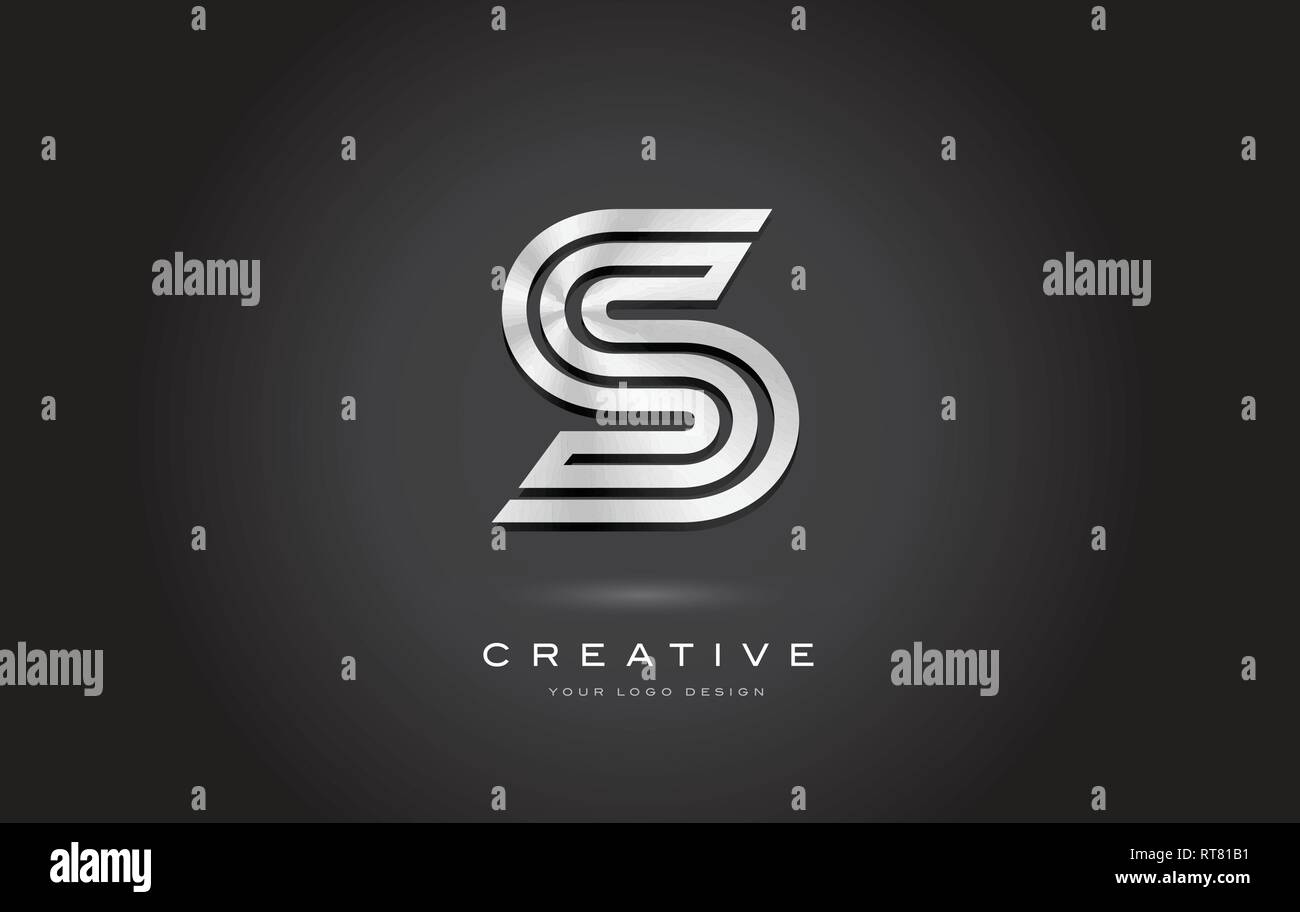 S Silver Steel Letter Monogram Logo Design. Modern S Metal Icon With ...